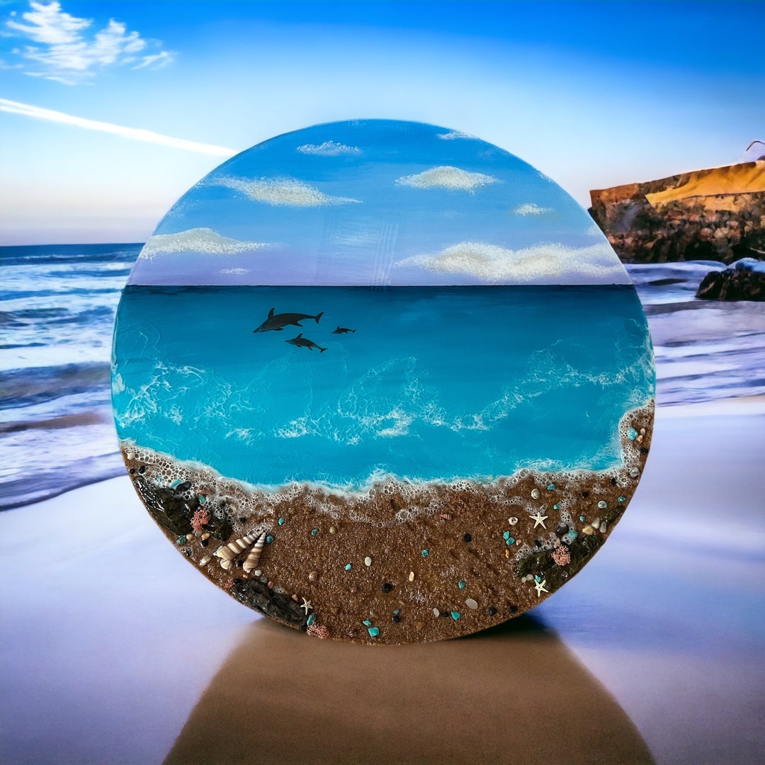 Coastal 3D Waves| Ocean Resin Art for Beach| Original Beach Painting ...
