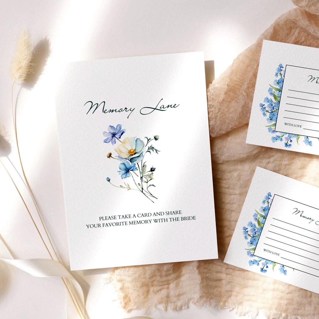 Love in Bloom Bridal Shower Game: Memory Lane Sign & Cards (printable ...