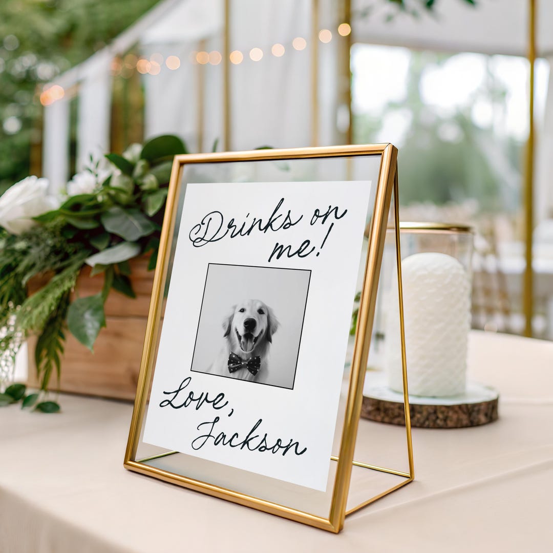 Drinks on Me Open Bar Sign, Editable Pet-themed Printable Template ...