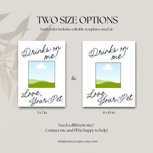 Drinks on Me Open Bar Sign, Editable Pet-themed Printable Template ...