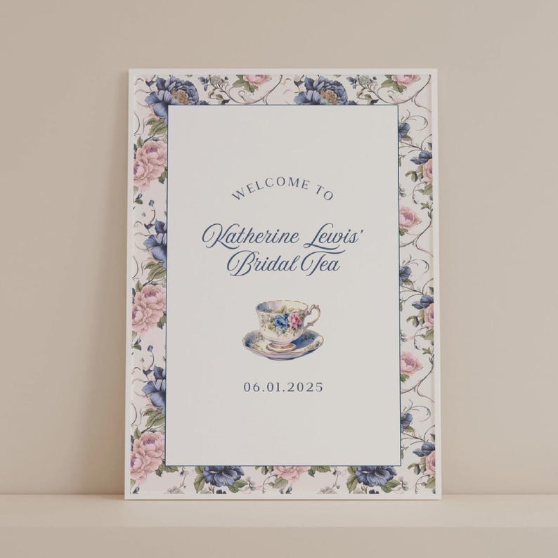 Engagement Tea Sign Custom Printable, Bridal Shower & Wedding Tea Party ...