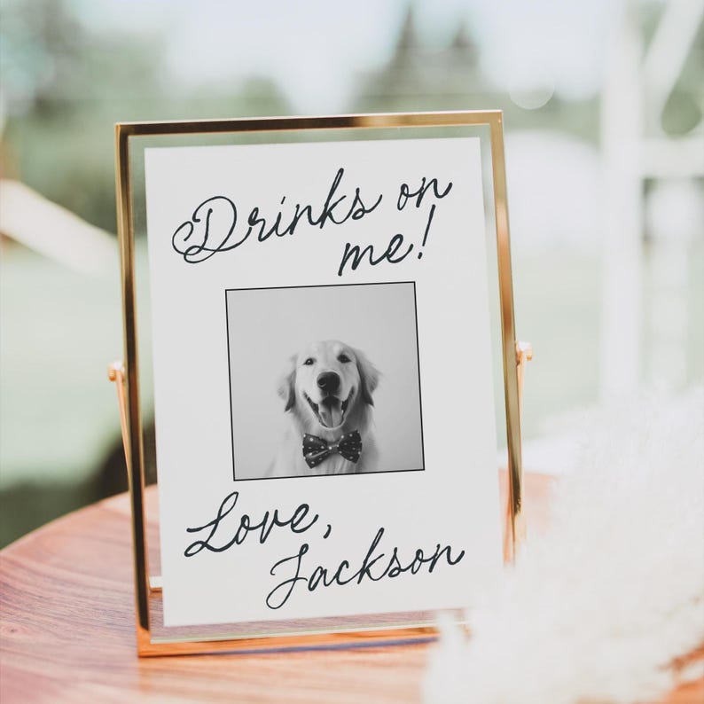 Drinks on Me Open Bar Sign, Editable Pet-themed Printable Template ...