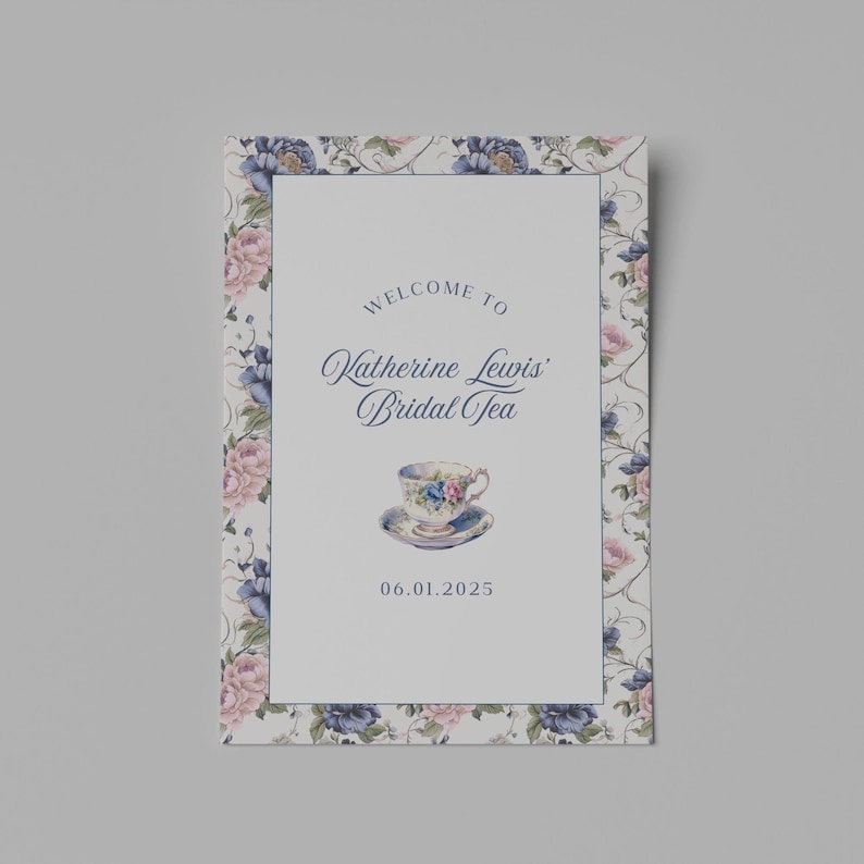 Engagement Tea Sign Custom Printable, Bridal Shower & Wedding Tea Party ...