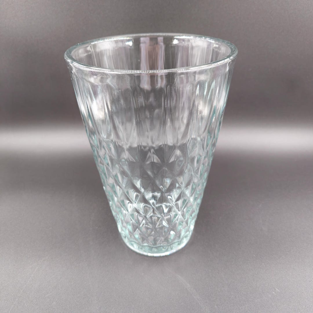 Diamond Cut Glass Vase Textured Glass Vase Faceted Glass Vase for ...
