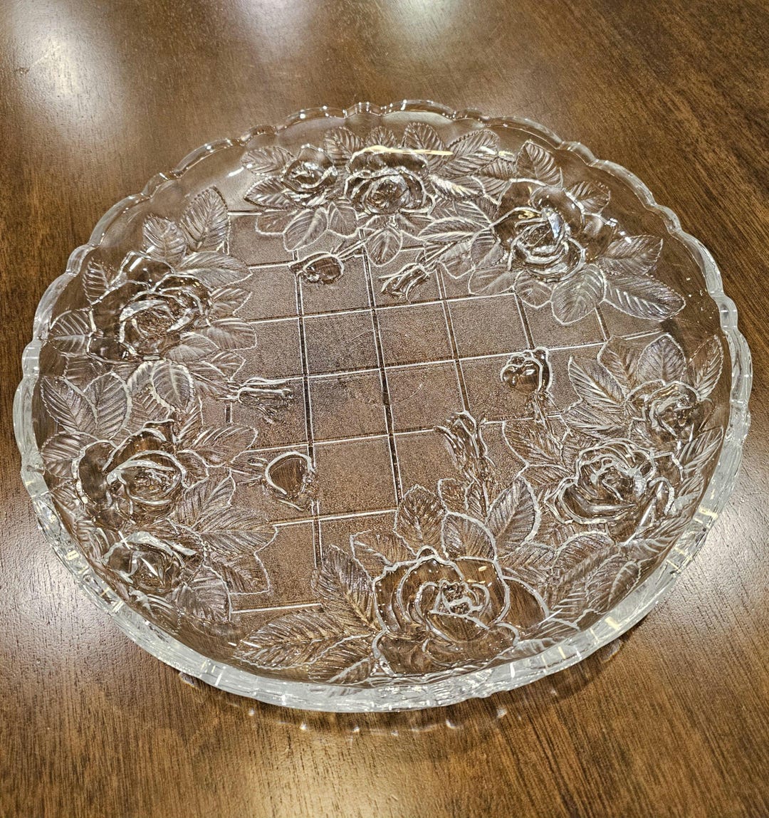 Studio Nova Crystal Rose Platter Vintage Crystal Rose Platter Crystal ...