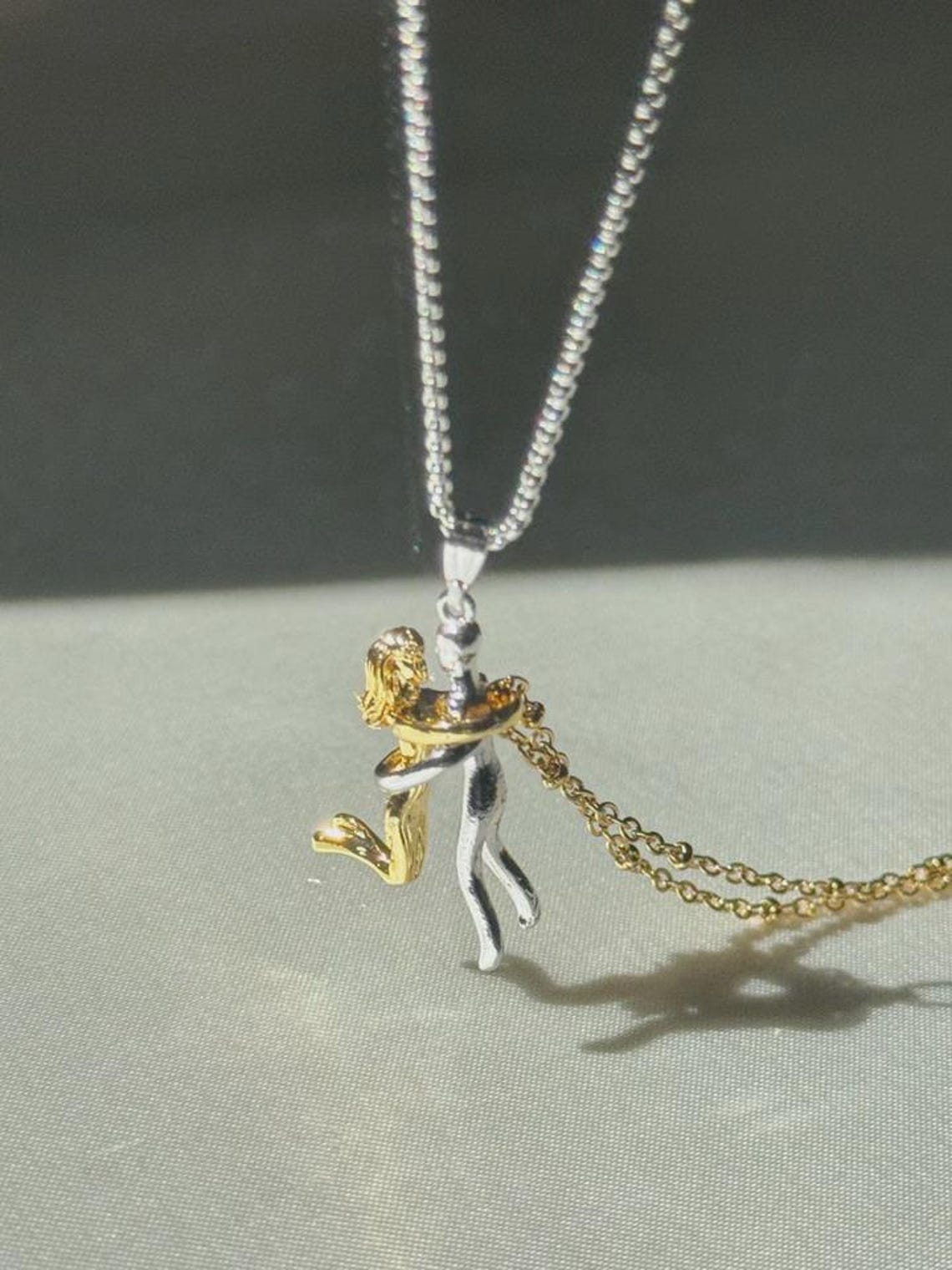 Steel Couple Hug Me Necklace Set for Lovers - Etsy