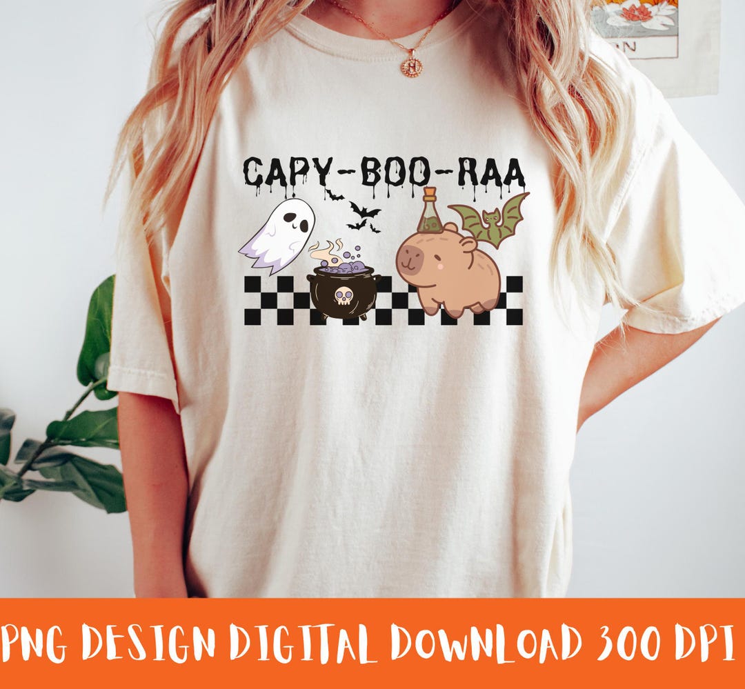 Capy-boo-raa Png, Capybara Halloween Png, Retro Halloween Png, Spooky ...