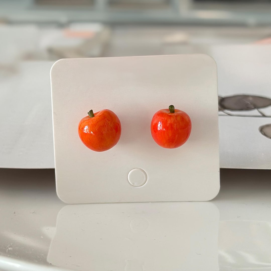 Apple Earrings, Red Apple, Stud Food Earrings Handmade , Apple Charm ...