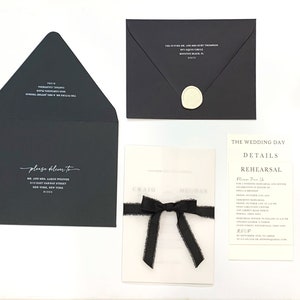 Black Wedding Invitation Suite With Bow - Etsy