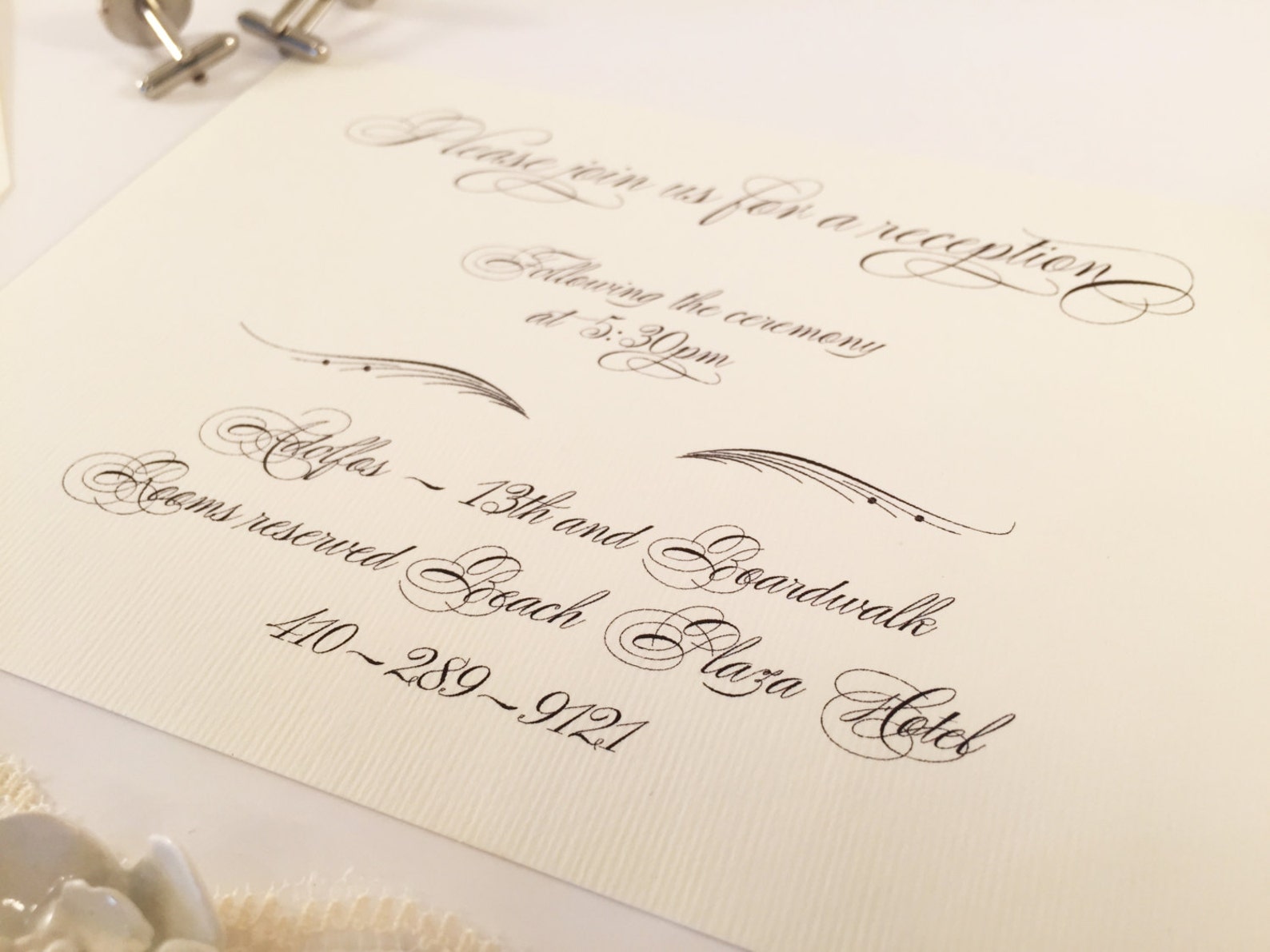 Chic Script Wedding Invitation Pocketfold Suite Sample Cream | Etsy