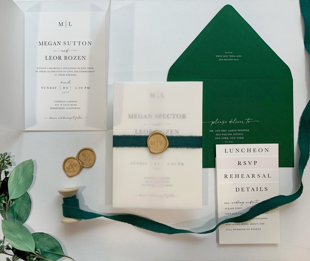 Green Wedding Invitation Suite - Etsy