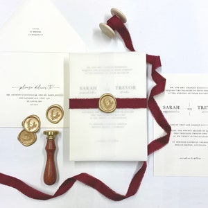 Champagne Pink and Ivory Wedding Invitation Suite With Monogram Wax ...