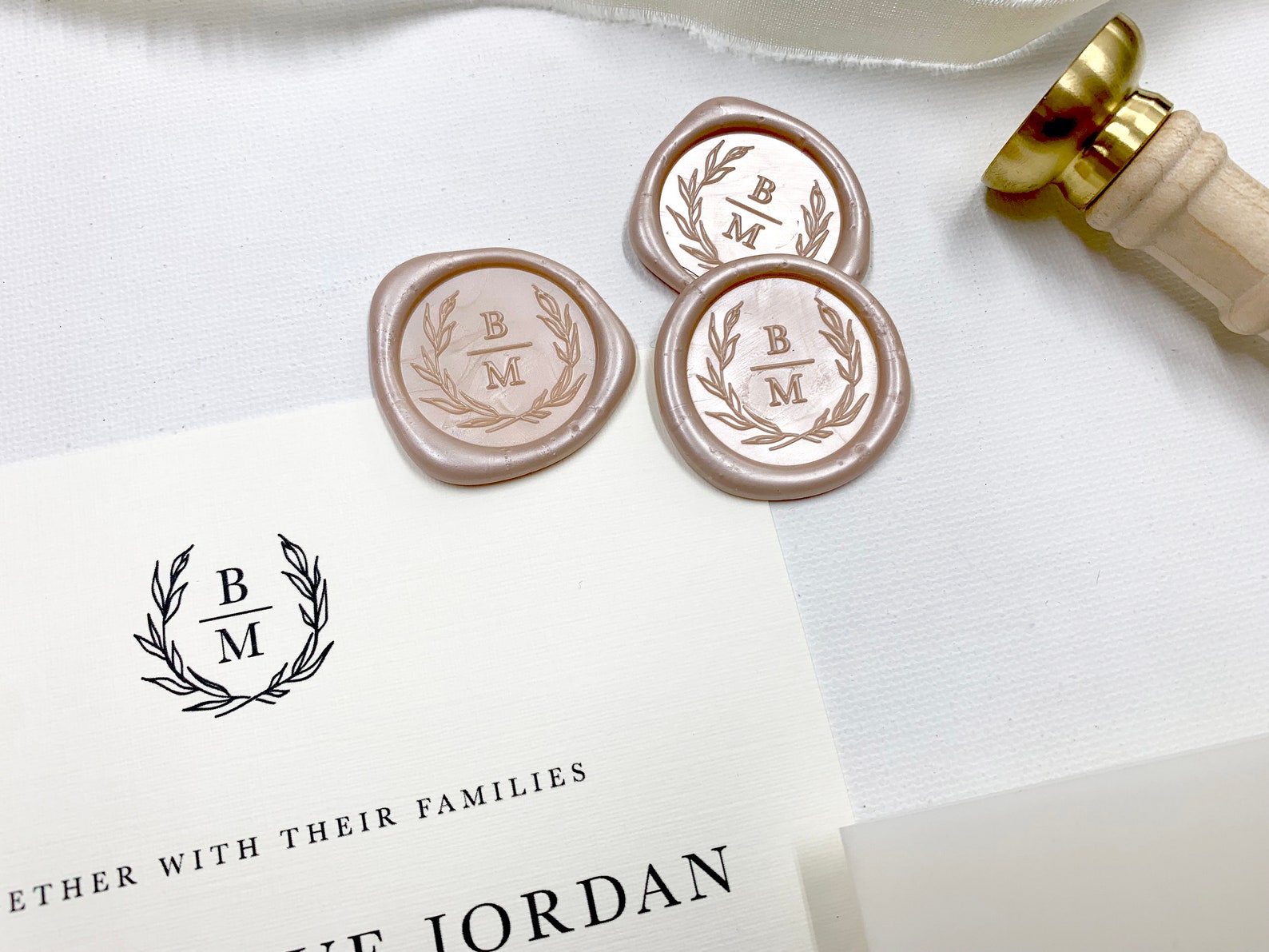 Champagne Pink and Ivory Wedding Invitation Set With Monogram - Etsy