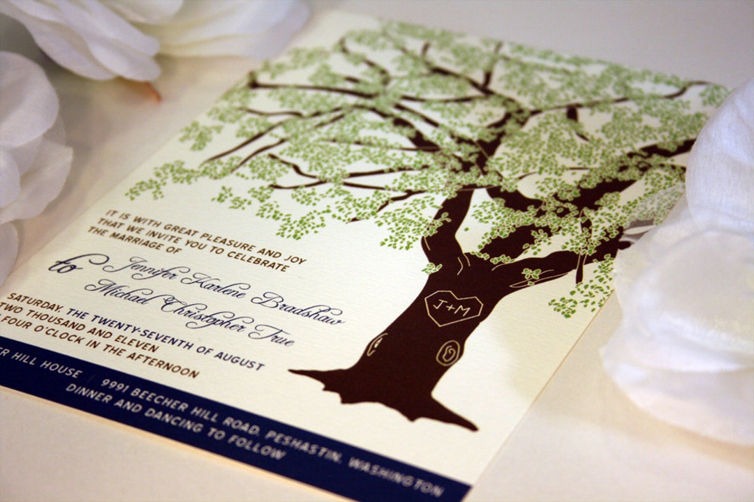SAMPLE Oak Tree Rustic Wedding Invitation, Printed Set or Wedding ...