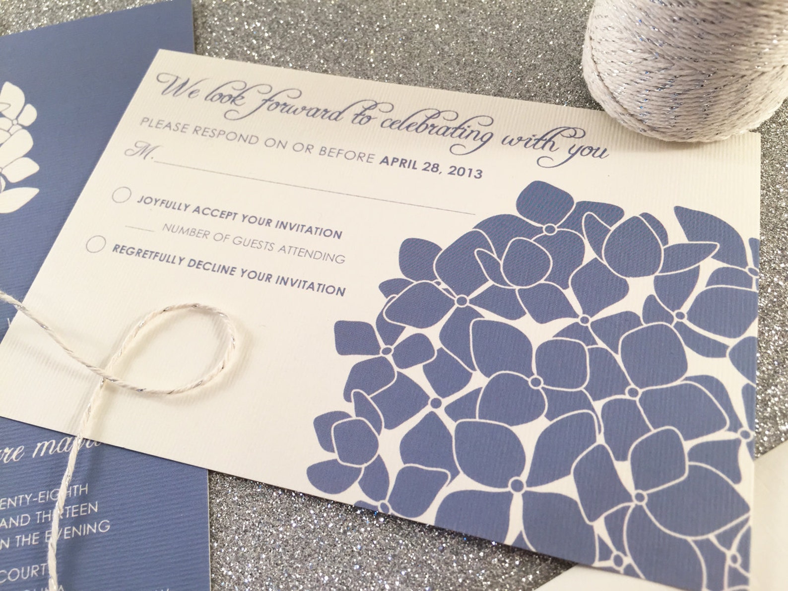 Hydrangea Wedding Invitation Suite, Floral Wedding Invites, Blue Flower ...
