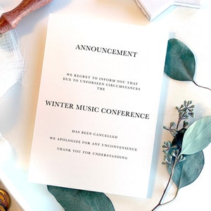 Event Postponed Announcement Card, Meeting Delayed Update, Show ...