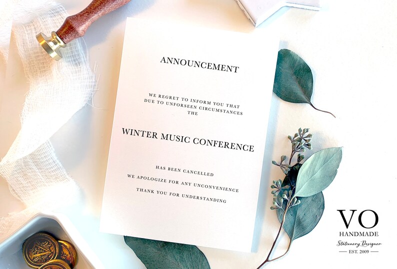 Event Postponed Announcement Card, Meeting Delayed Update, Show ...