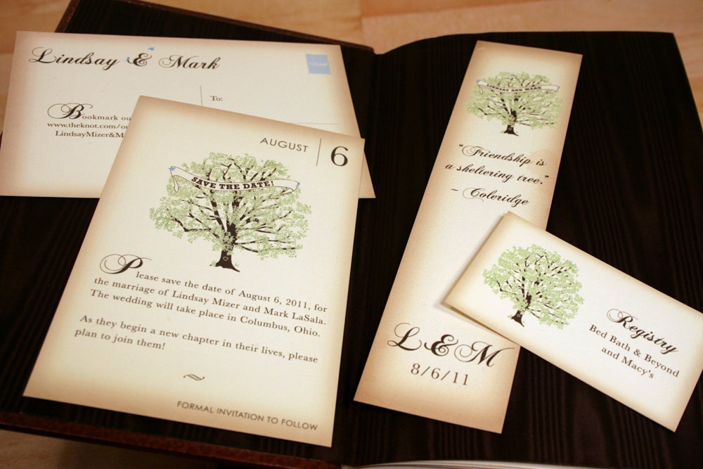 Sample Vintage Book Wedding Invitation Rustic Tree - Etsy