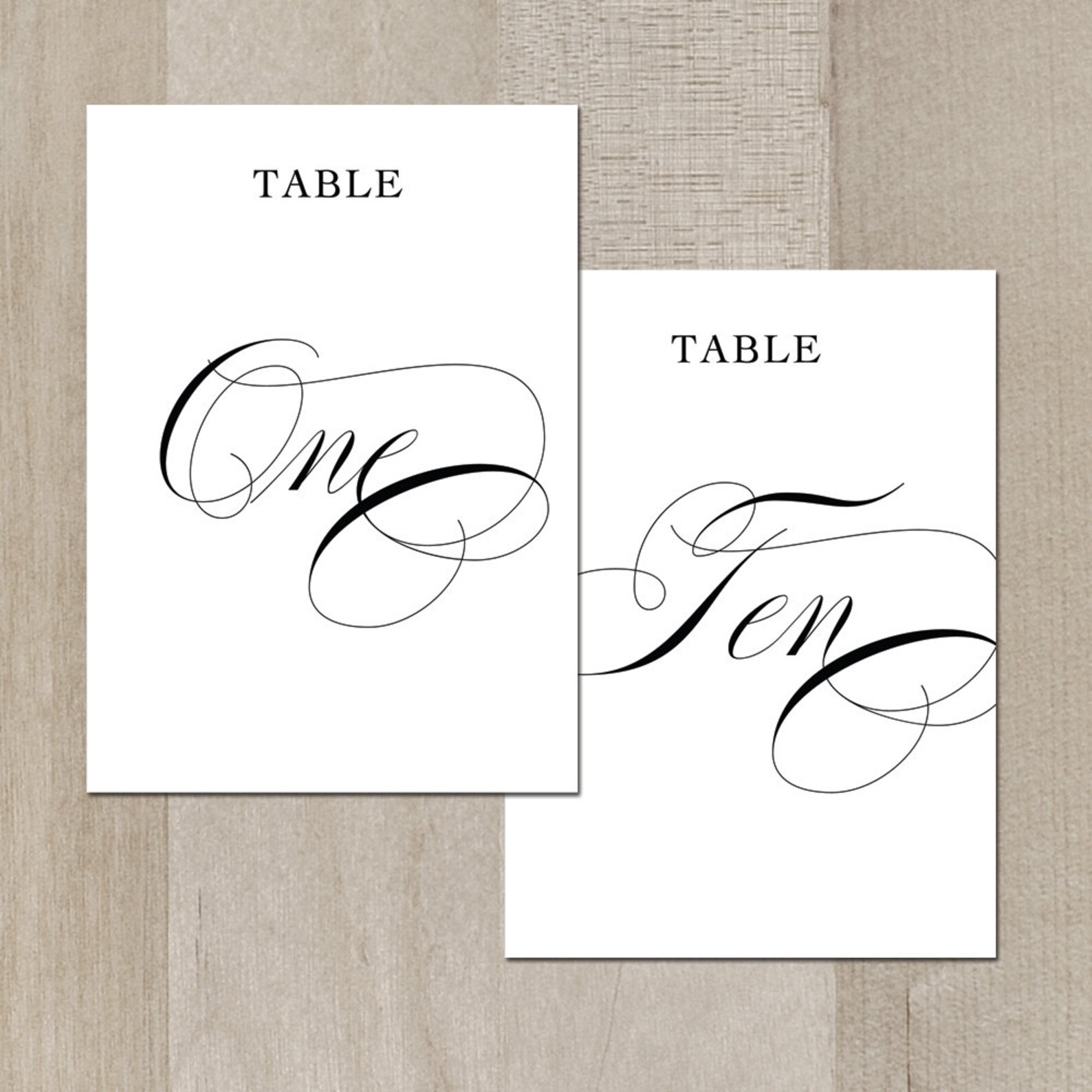 20 Script Printable Table Numbers, Instant Download, Elegant Black ...