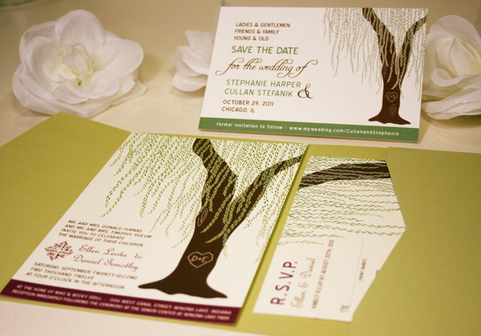 Willow Tree Wedding Invitation Pocketfold Wedding - Etsy