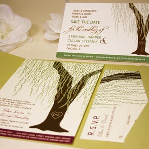 Willow Tree Wedding Invitation, Pocketfold Wedding Invitations, Outdoor ...