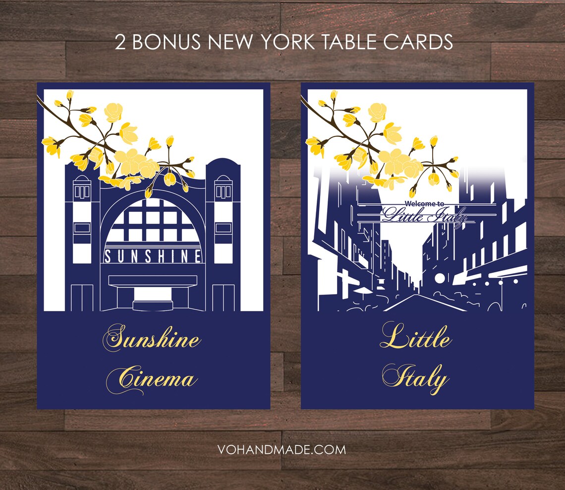 New York Table Cards Printable Wedding Table Names17 Table | Etsy