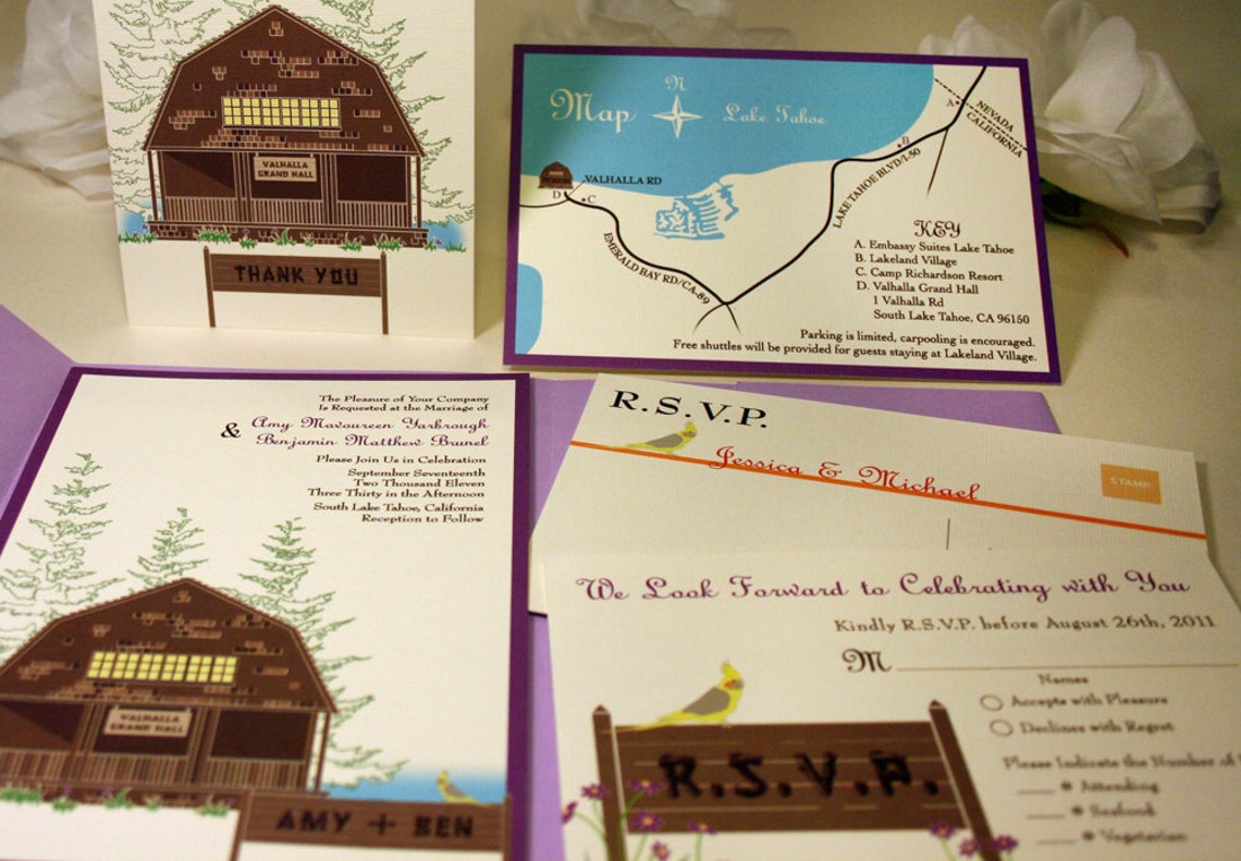 SAMPLE Rustic Lodge Wedding Invitation Pocketfold - Etsy