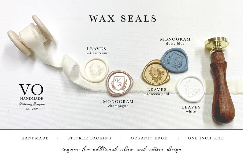 Champagne Pink and Ivory Wedding Invitation Suite With Monogram Wax ...