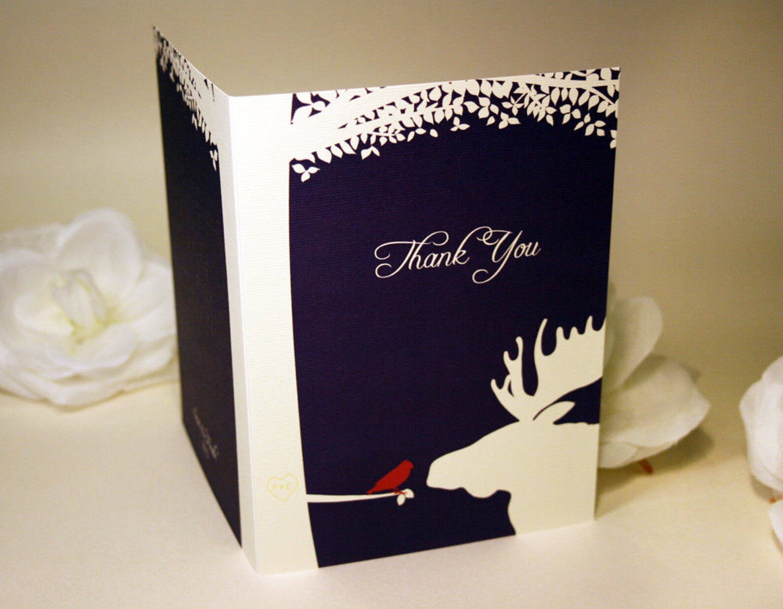 Bird and Moose Wedding Invitation With Tree, Wedding Invites, Wedding ...