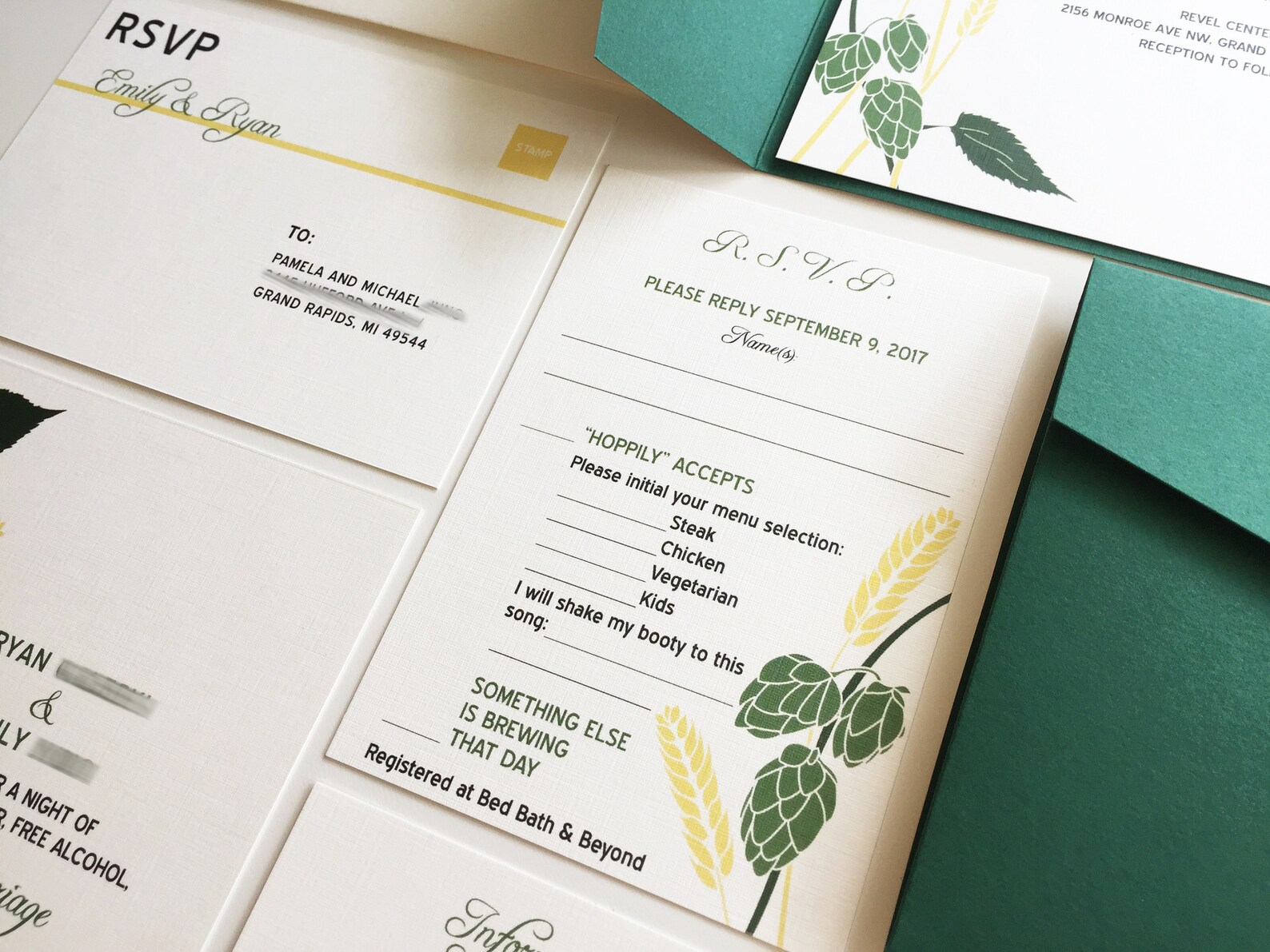 Brewery Wedding Invitation Beer Wedding Invite Green | Etsy