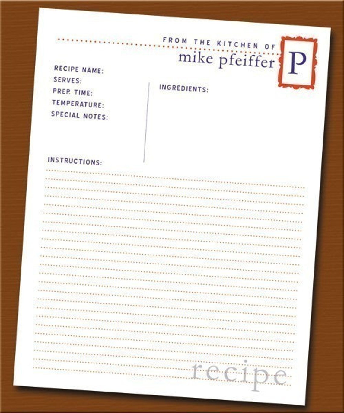 50 Large Personalized Recipe Cards Monogrammed 8.5x11 - Etsy