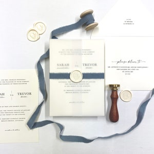 Champagne Pink and Ivory Wedding Invitation Suite With Monogram Wax ...