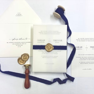 Champagne Pink and Ivory Wedding Invitation Suite With Monogram Wax ...