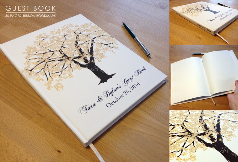 Vintage Oak Tree Guest Book, Wedding Guest Book, Hardcover, 100 Pages ...
