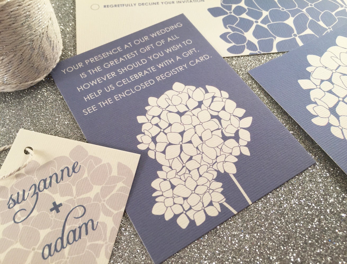 Hydrangea Wedding Invitation Suite, Floral Wedding Invites, Blue Flower ...