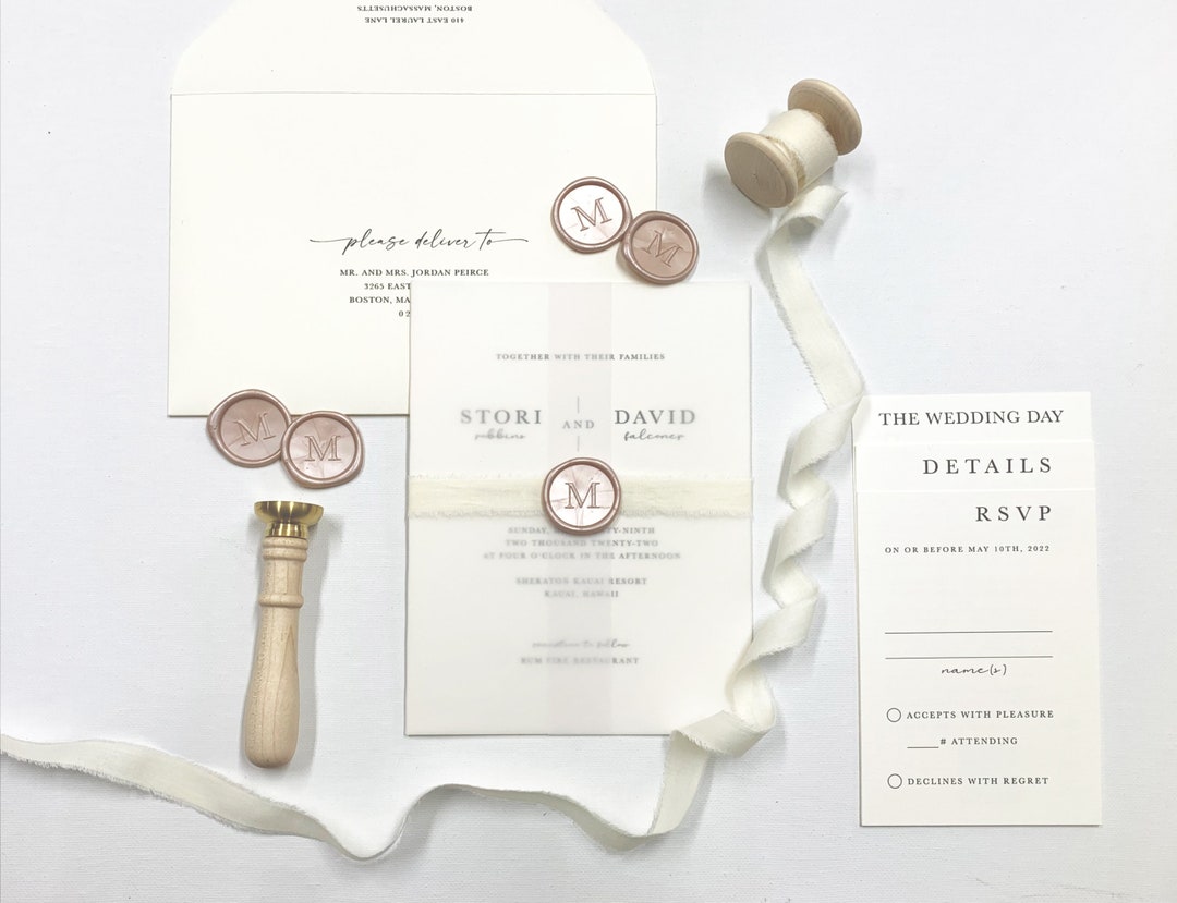 Champagne Pink and Ivory Wedding Invitation Suite - Etsy
