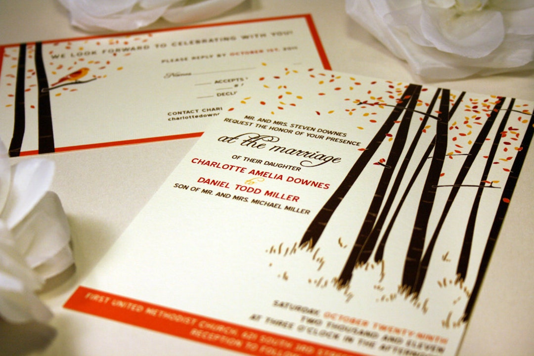 Fall Tree Wedding Invitation, Rustic Wedding Invitation, Forest ...