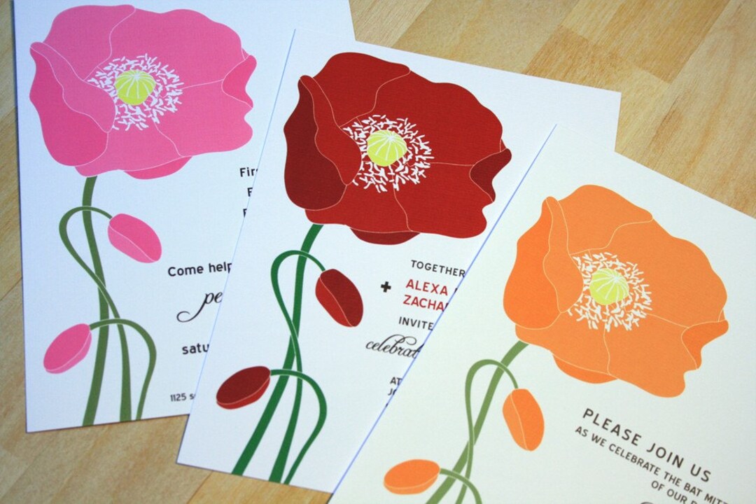 SAMPLE Poppy Invitations - Etsy