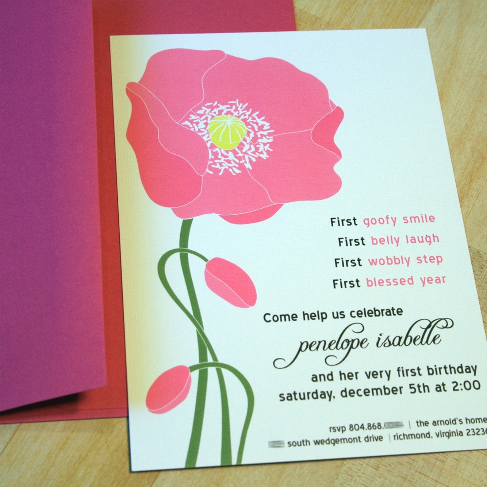 SAMPLE Poppy Invitations - Etsy