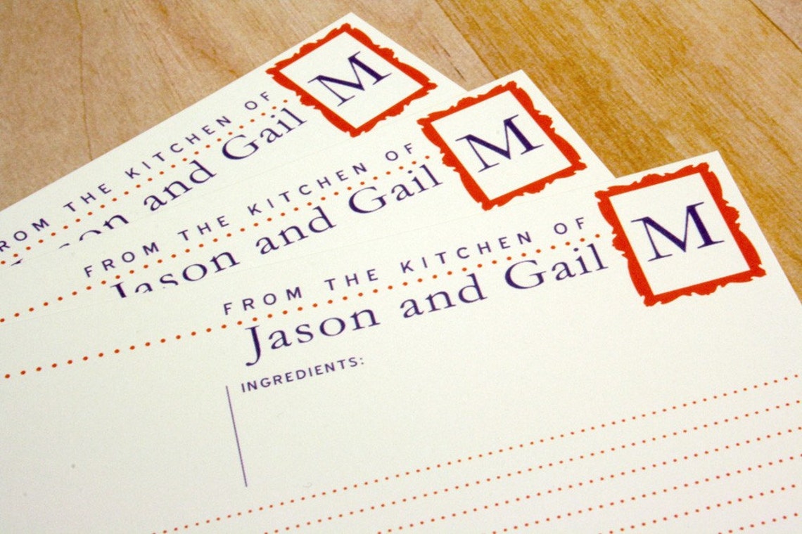 50 Large Personalized Recipe Cards Monogrammed 8.5x11 | Etsy