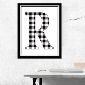 White & Black Check Alphabet Letter R, INSTANT DIGITAL DOWNLOAD ...