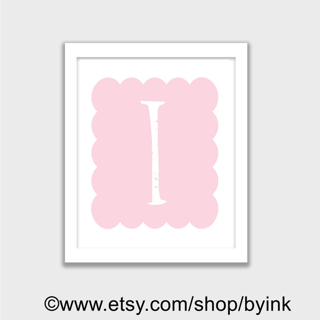 Letter I, Cute Alphabet Printable, Monogram, INSTANT DOWNLOAD, Pink I ...