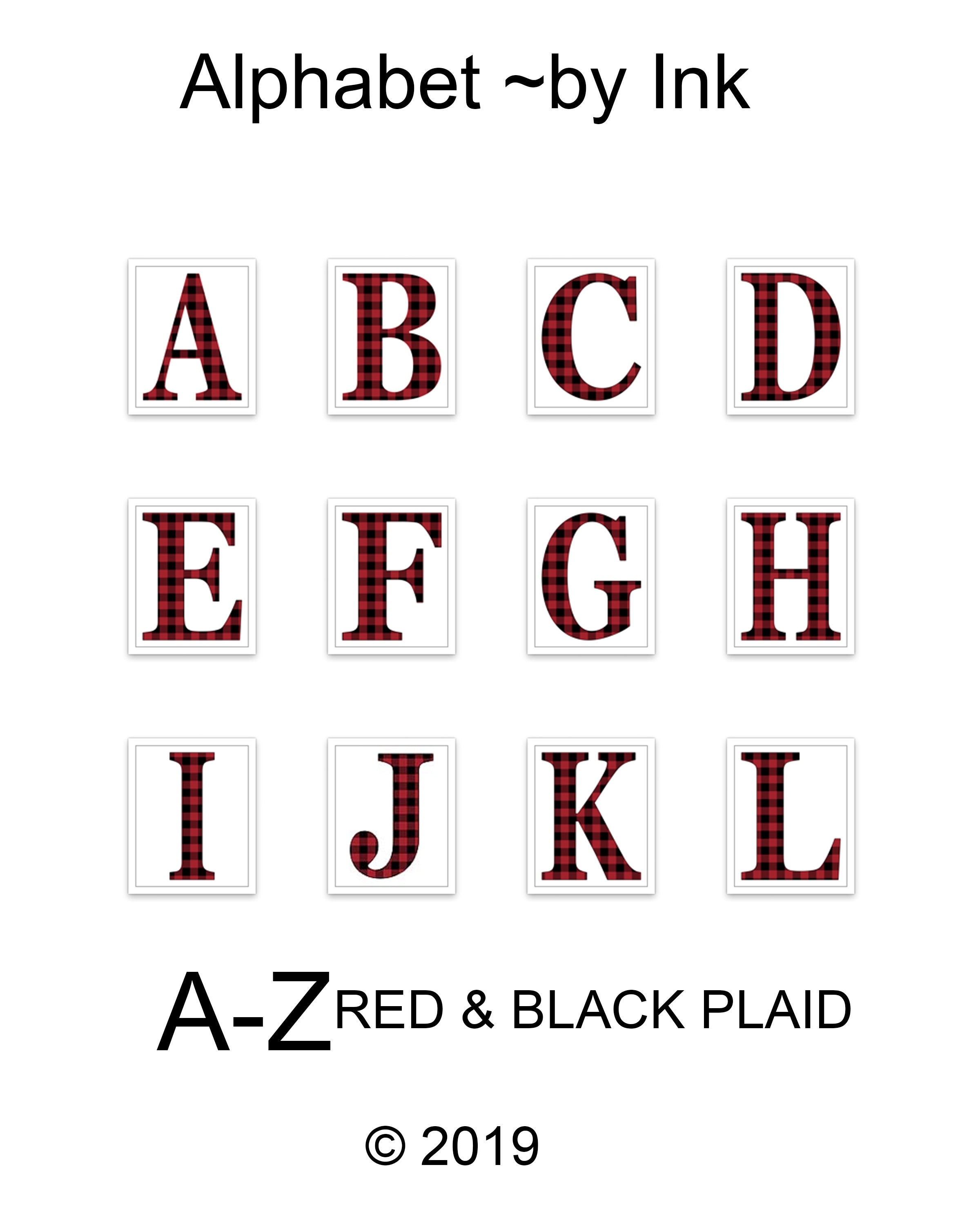 Red and Black Check Alphabet Letter R, INSTANT DIGITAL DOWNLOAD ...