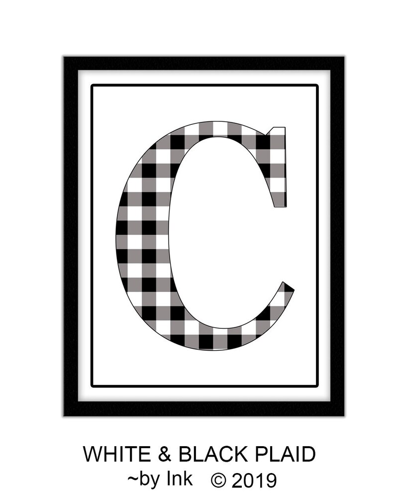 White & Black Check Alphabet Letter C, INSTANT DIGITAL DOWNLOAD ...