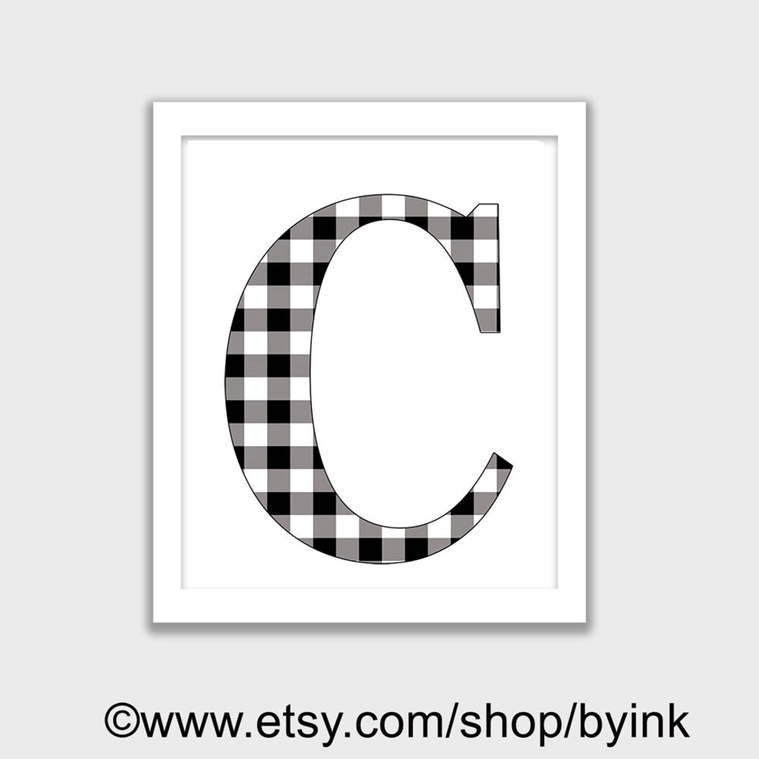 White & Black Check Alphabet Letter C, INSTANT DIGITAL DOWNLOAD ...