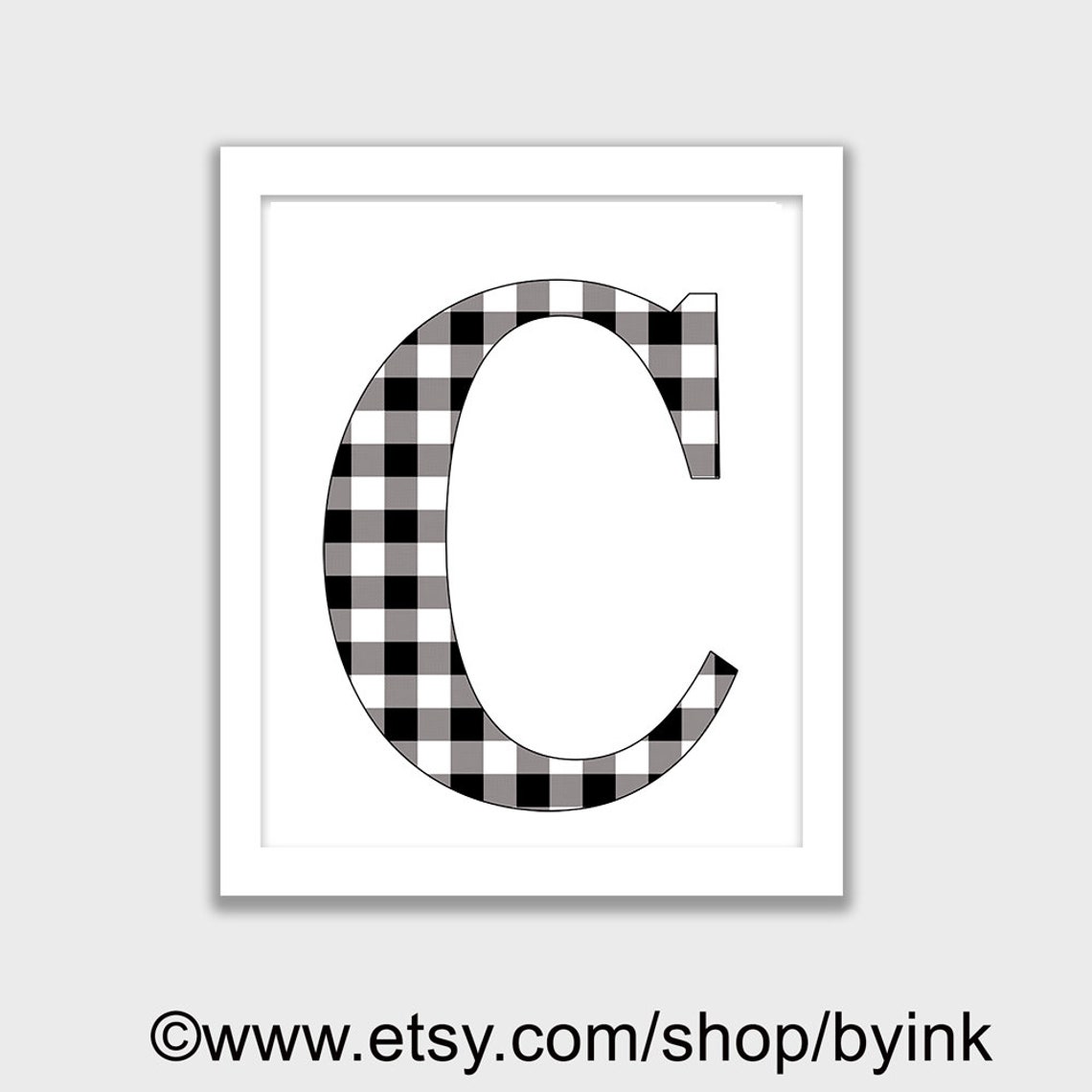 White & Black Check Alphabet Letter C, INSTANT DIGITAL DOWNLOAD ...