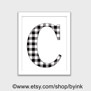 White & Black Check Alphabet Letter C, INSTANT DIGITAL DOWNLOAD ...