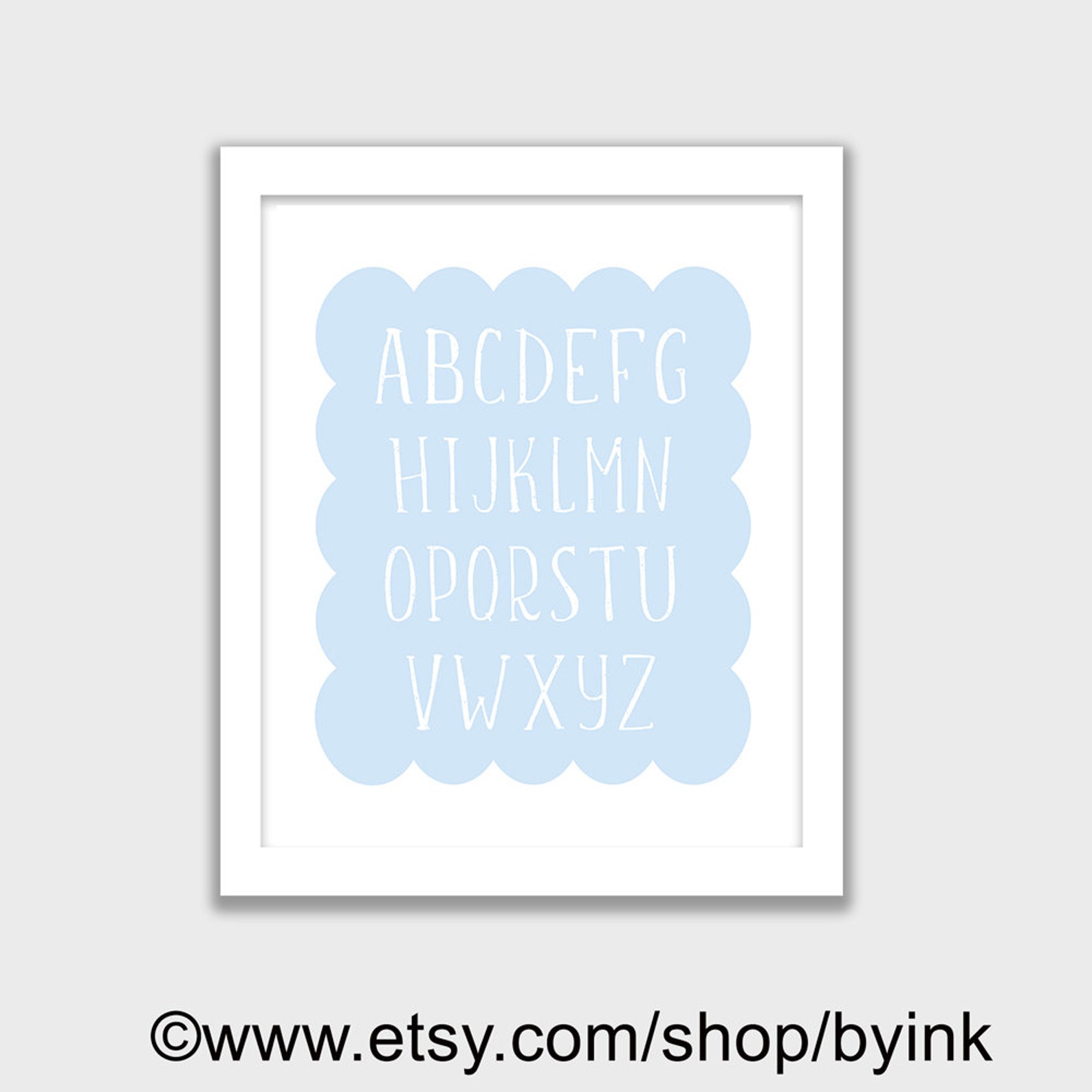Cute Blue Alphabet Printable, INSTANT DOWNLOAD, Nursery Wall Art, Kids ...