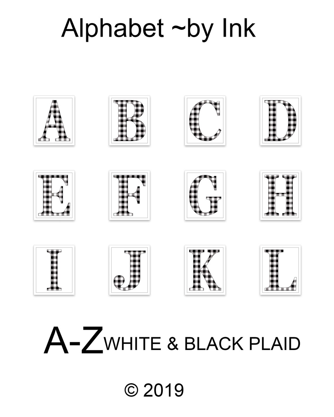 White & Black Check Alphabet Letter M, INSTANT DIGITAL DOWNLOAD ...
