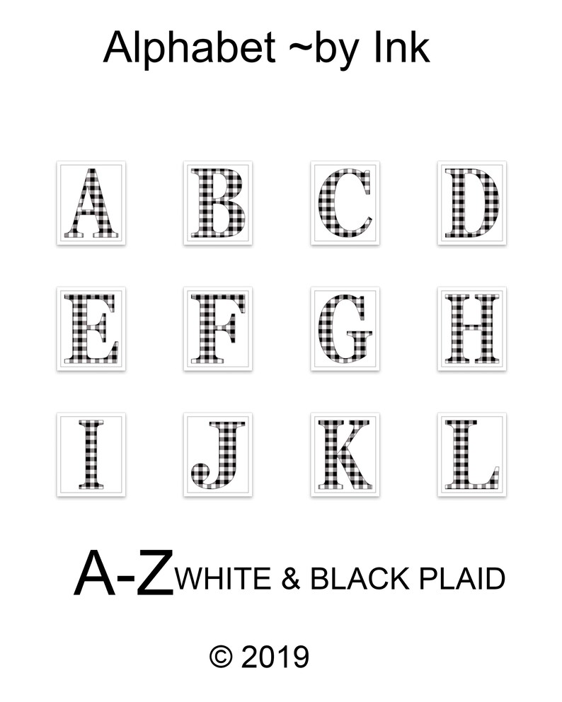 White & Black Check Alphabet Letter M, INSTANT DIGITAL DOWNLOAD ...